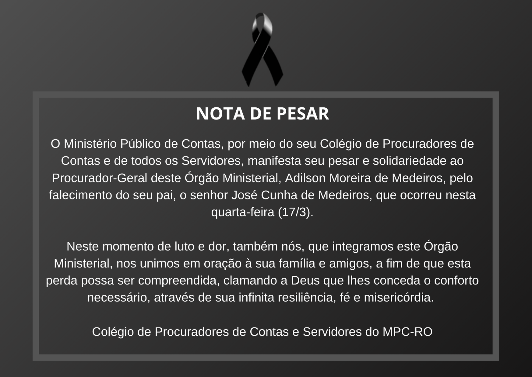 NOTA DE PESAR – MPC-RO
